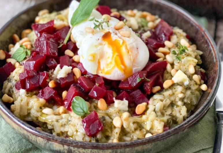 Risotto met biet en mozzarella